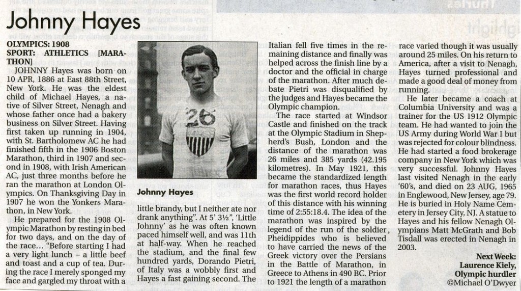 Tipperary’s Olympians – Johnny Hayes, London 1908 – Tipperary Studies