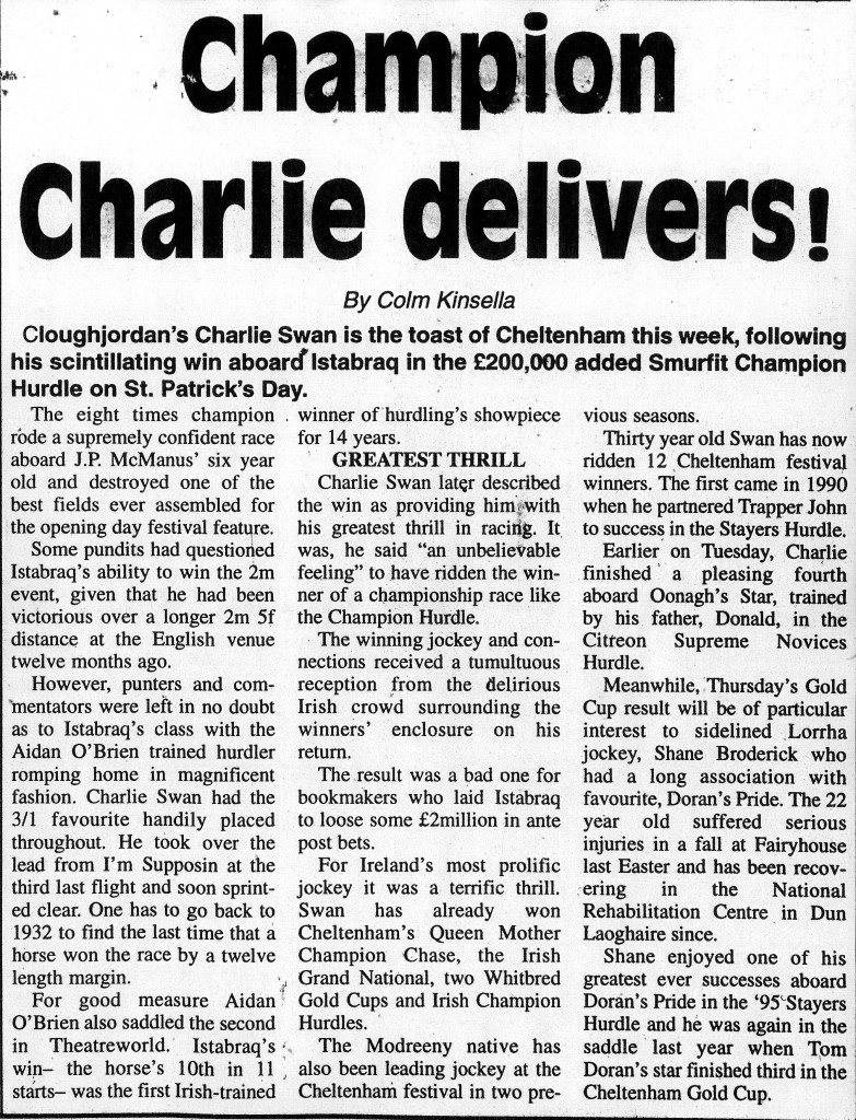 1998 – Cloughjordan’s Charlie Steers a Legend Home – Tipperary Studies