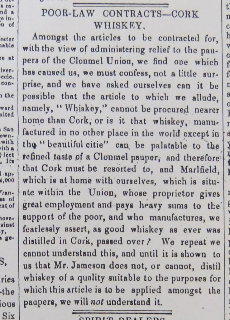 Clonmel workhouse whiskey supply – Tipperary Studies